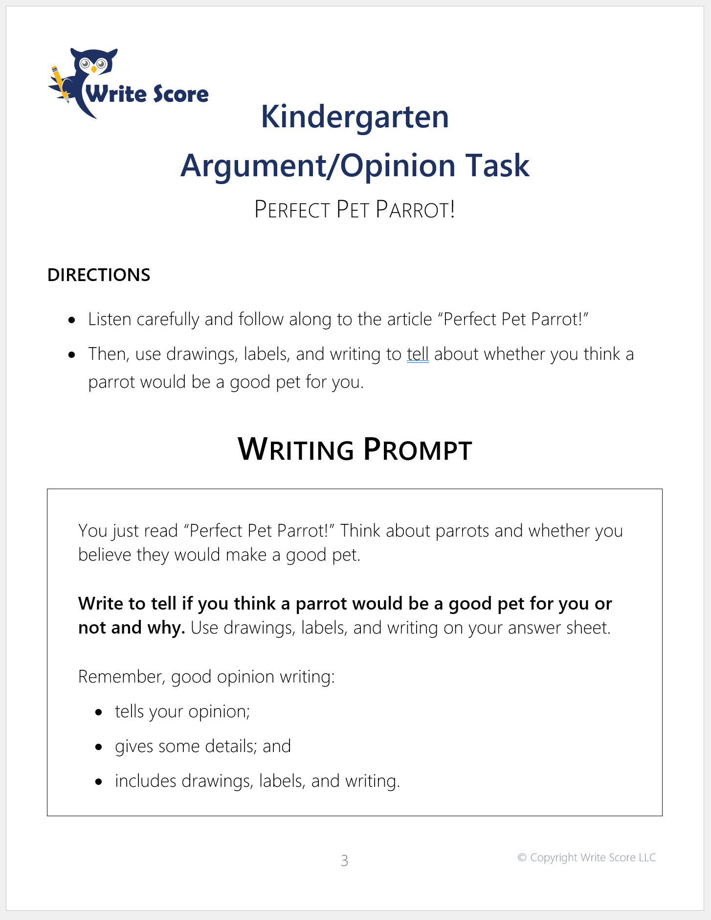 Florida’s B.E.S.T. Standards Assessments – Write Score